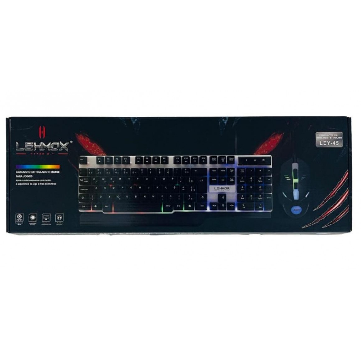 KIT MOUSE E TECLADO GAMER COM LED LEHMOX LEY-45