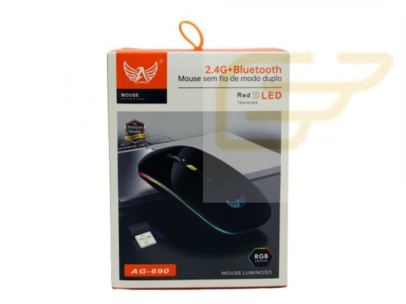 MOUSE SEM FIO 2.4G+BLUETOOTH LUMINOSO E SILENCIOSO ALTOMEX AG-690